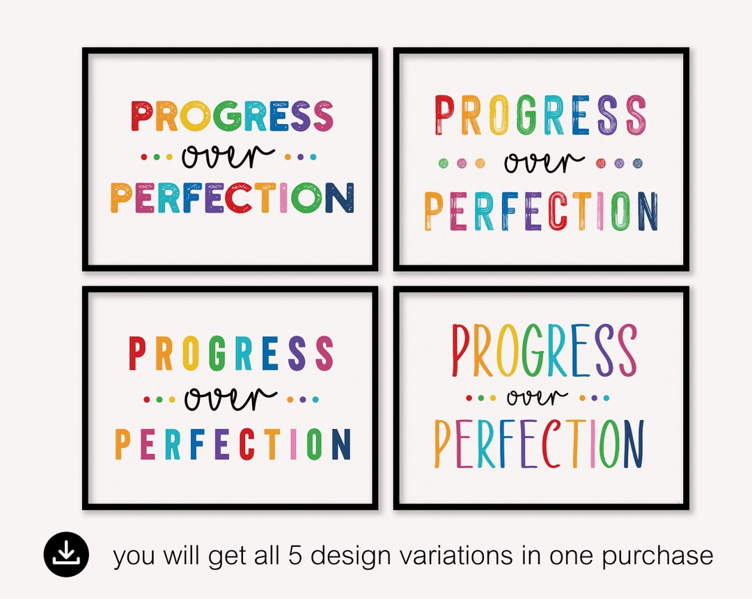 Progress Over Perfection Poster, Motivational Classroom Decor (digital ...