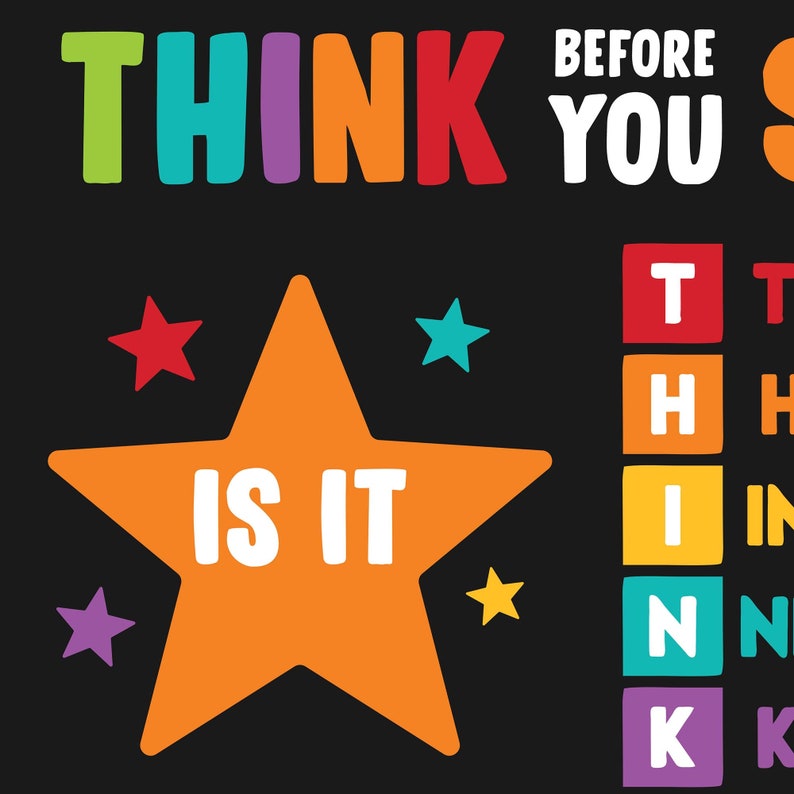 Think Before You Speak Inspirational Classroom Wall Art Poster, School ...