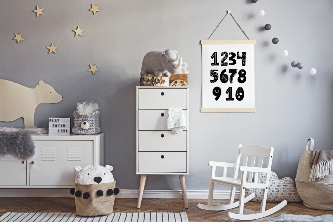 Nursery Numbers Poster Scandinavian Kids Room Decor Nursery | Etsy