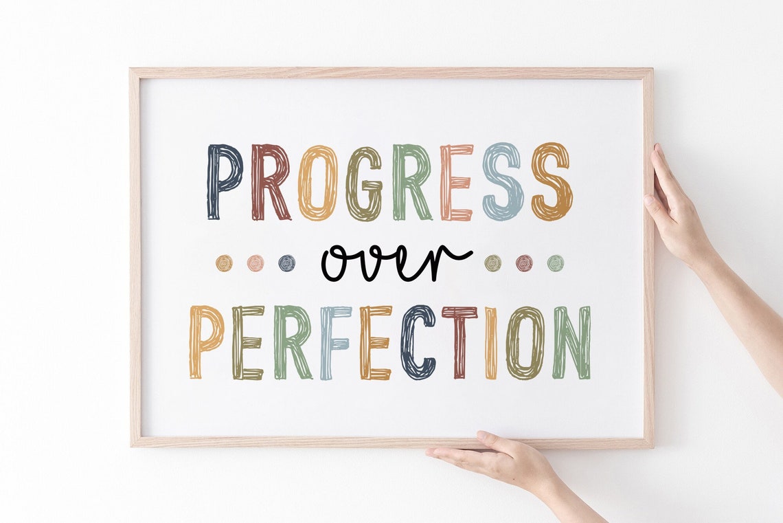 Progress Over Perfection Print Classroom Decor Kids - Etsy