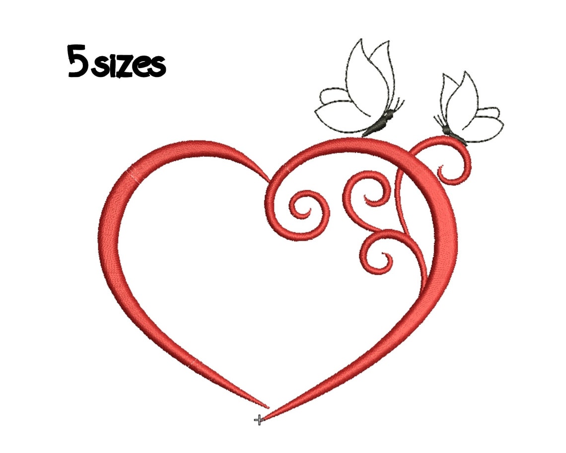 Heart Embroidery Design Love Butterfly Embroidery Designs Wedding ...