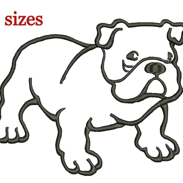 Bulldog Embroidery Design - Etsy
