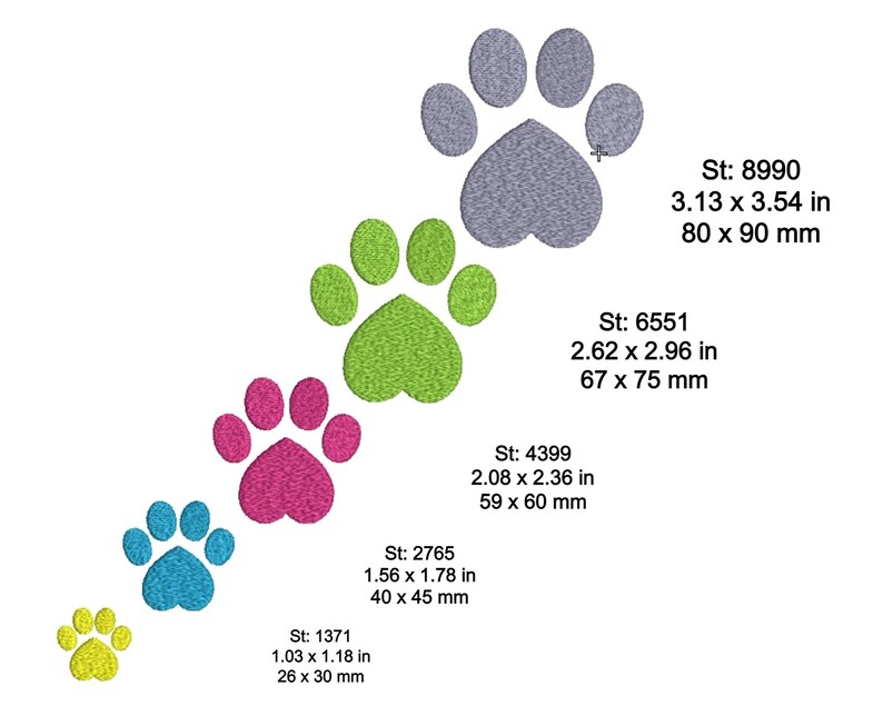 Paws Embroidery Design Dog Paws Embroidery Designs - Etsy