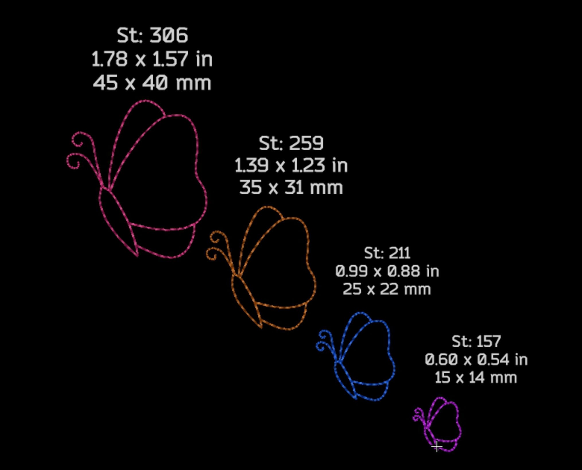 Set Mini Butterflies Embroidery Designs Mini Butterfly Machine ...