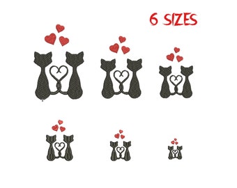 Valentine Cat Love Embroidery Design / Machine Embroidery / - Etsy