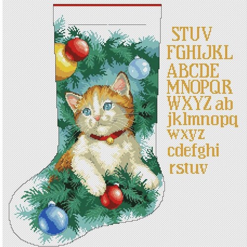 Christmas Stocking Cross Stitch Pattern Colorful Art DIY | Etsy