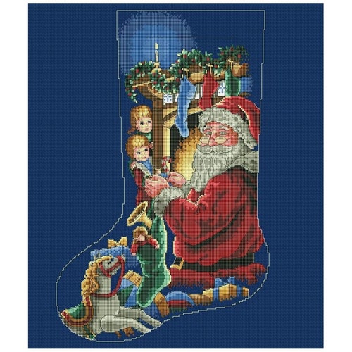 Woodland Santa Christmas Stocking Counted Cross Stitch Pattern - Etsy