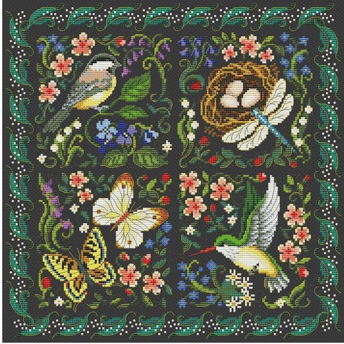 Spring Sampler Cross Stitch Pattern Birds Cross Stitch | Etsy