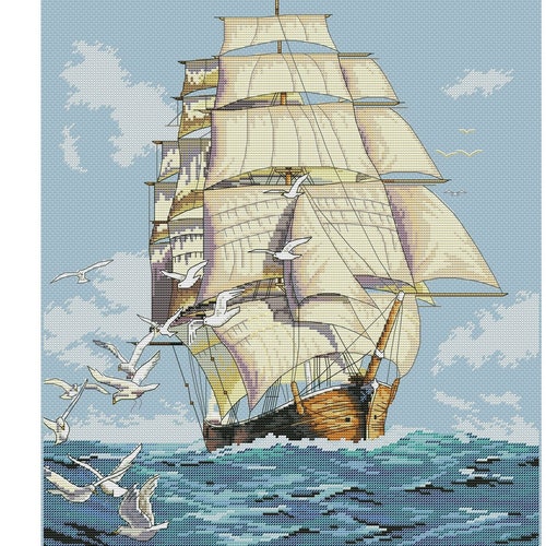 SHIP Cross Stitch Pattern PDF Modern Picture Embroidery - Etsy