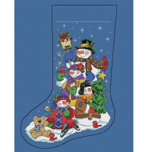Christmas Stocking Cross Stitch Pattern Colorful Art DIY | Etsy