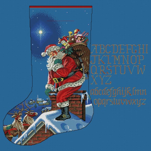 Santa Christmas Stocking Cross Stitch Pattern Instant - Etsy