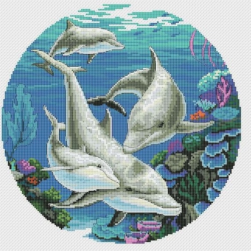 Sea Life Cross Stitch Pattern Dolphins Cross Stitch - Etsy
