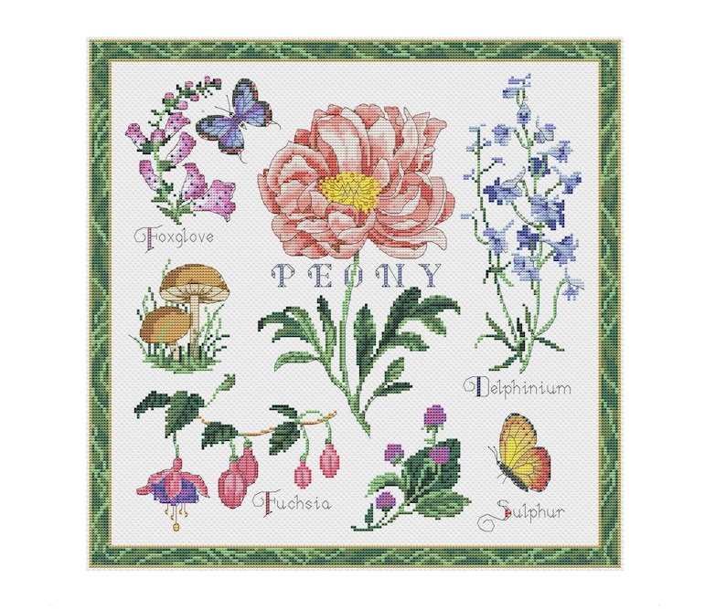Botanical Cross Stitch Pattern Floral Cross Stitch Pattern - Etsy