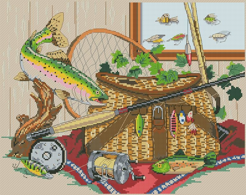 Fishing Cross Stitch Pattern PDF | Fish Cross Stitch Pattern | Instant ...
