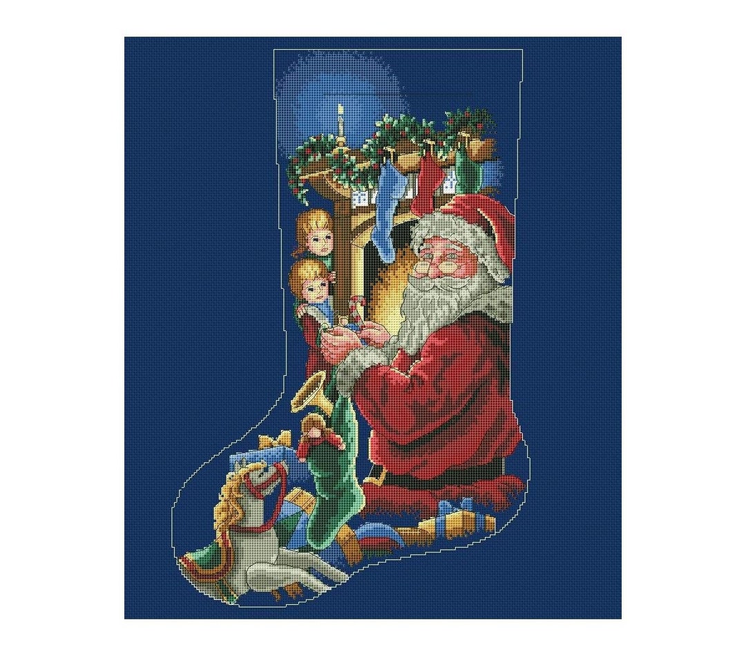 Christmas Stocking Cross Stitch Pattern | Santa Stocking Cross Stitch ...