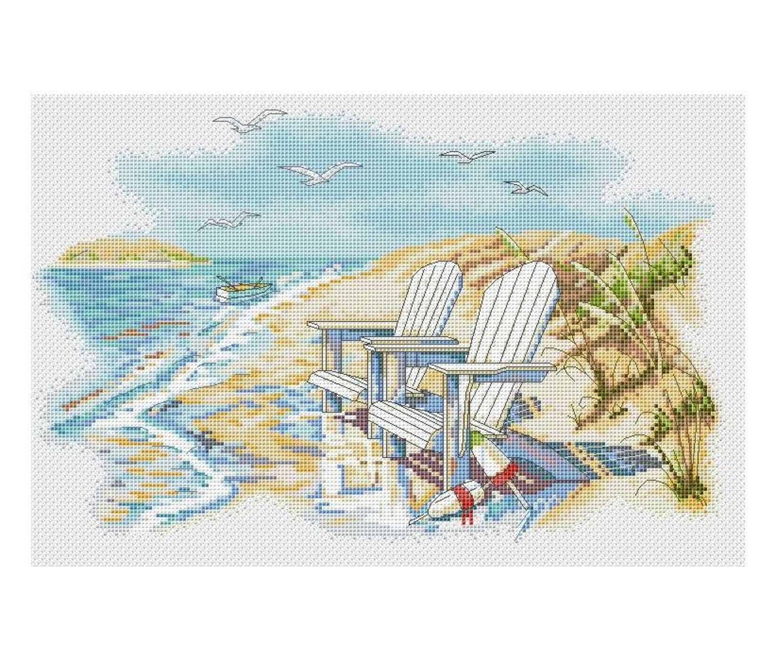 Sea Cross Stitch Pattern PDF | Beach Cross Stitch Pattern | Landscape ...