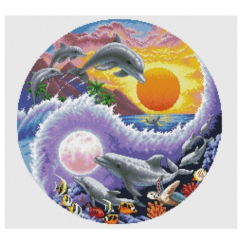 Sea Life Cross Stitch Pattern Dolphins Cross Stitch Sunset - Etsy