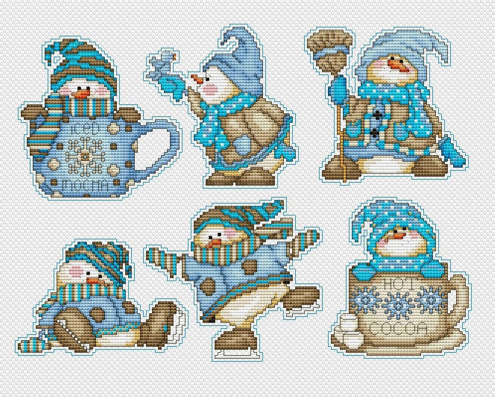 Snowman Cross Stitch Pattern Xmas Cross Stitch Pattern - Etsy