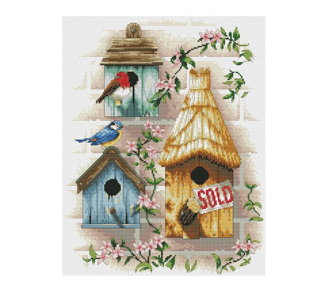 Bird House Cross Stitch Pattern Birdhouse Cross Stitch - Etsy