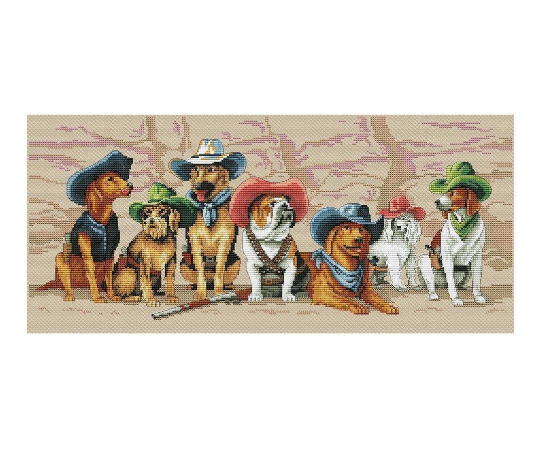 Dogs Cowboy Cross Stitch Pattern | Western Cross Stitch Pattern | PDF ...