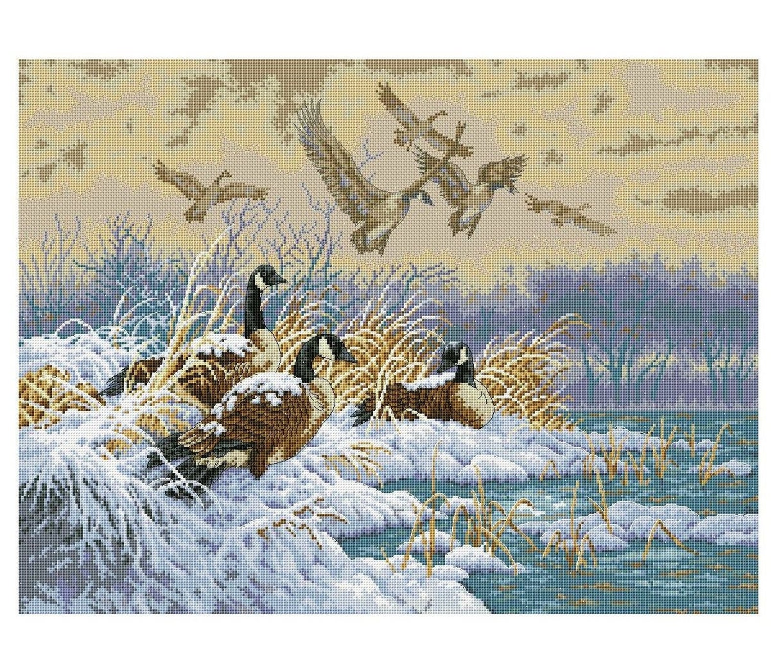 Wild Geese Cross Stitch Pattern | Winter Ducks Cross Stitch | Instant ...