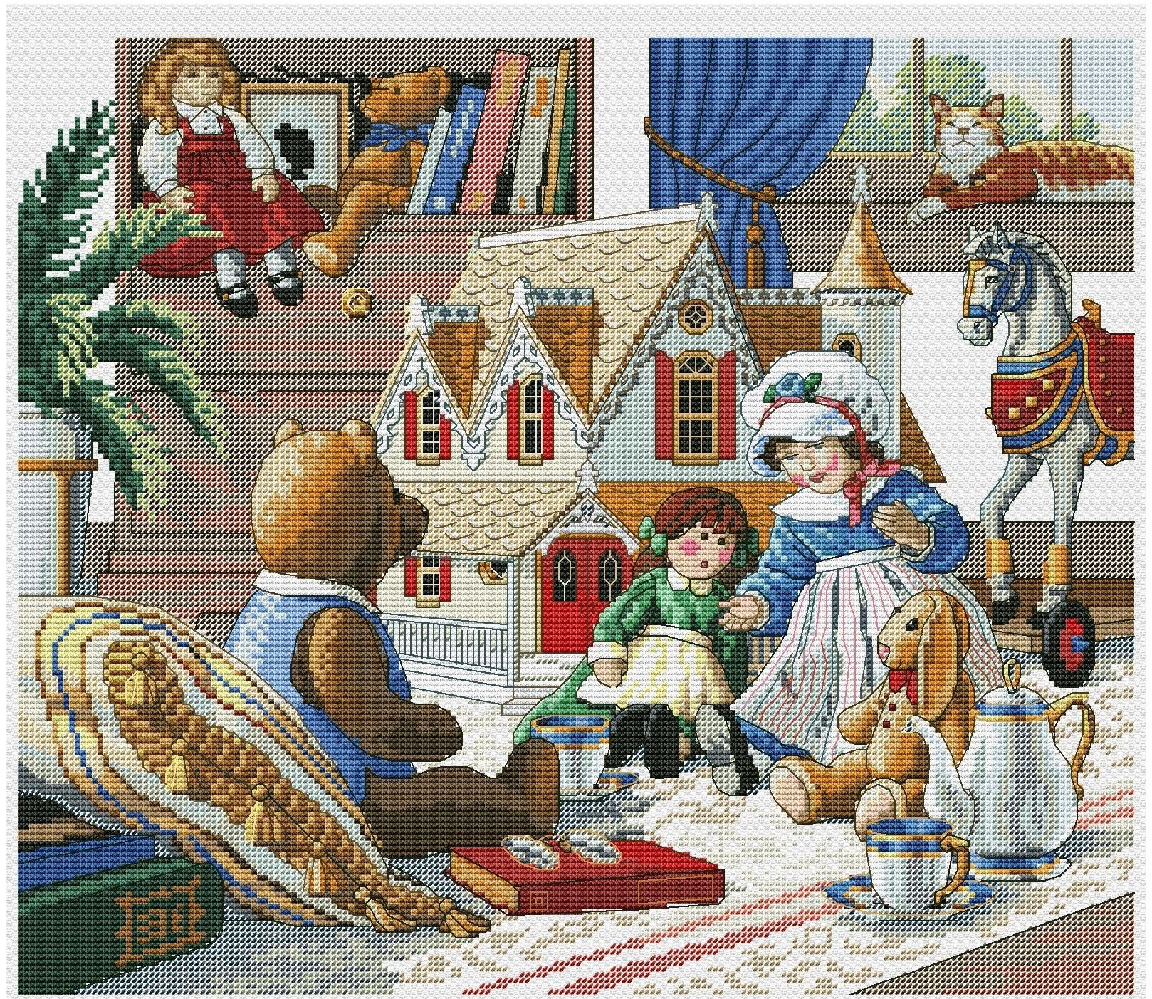 Teddy Bears Cross Stitch Pattern | Girl Room Cross Stitch Pattern | PDF ...