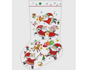 Christmas Stocking Cross Stitch Pattern Santa Flight Cross | Etsy