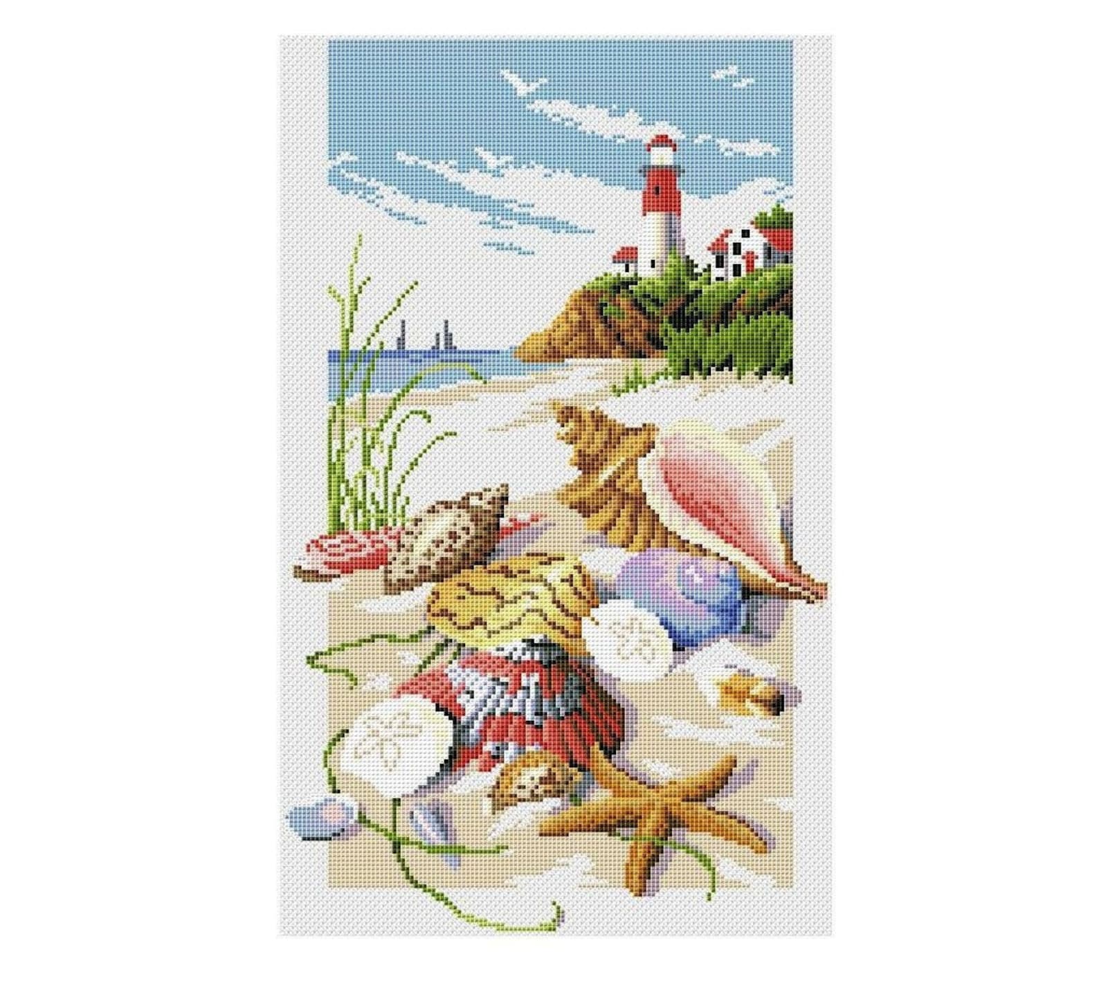 Sea Shells Cross Stitch Pattern Sea Beach Cross Stitch - Etsy