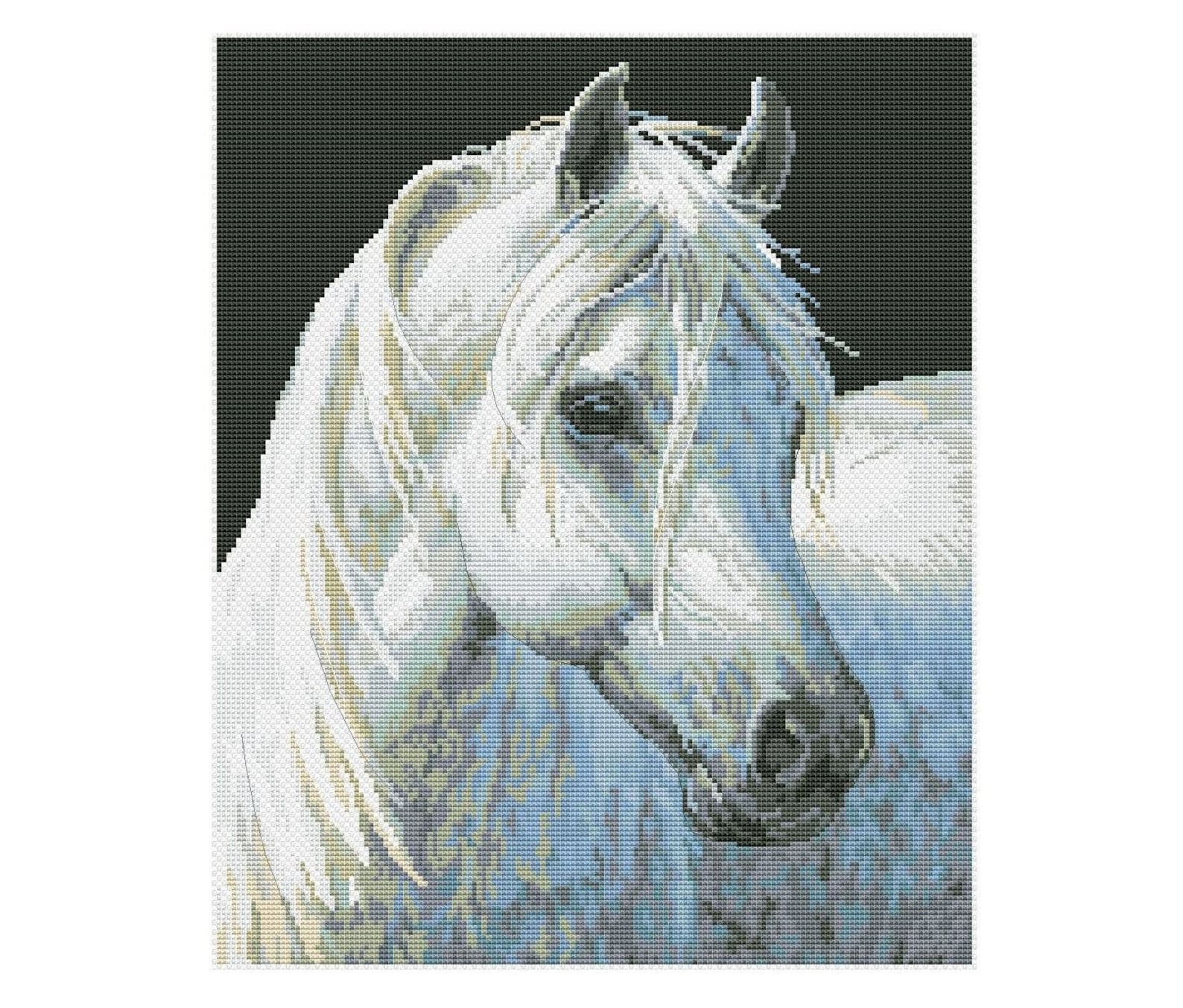 Horses Cross Stitch Pattern White Horse Cross Stitch | Etsy