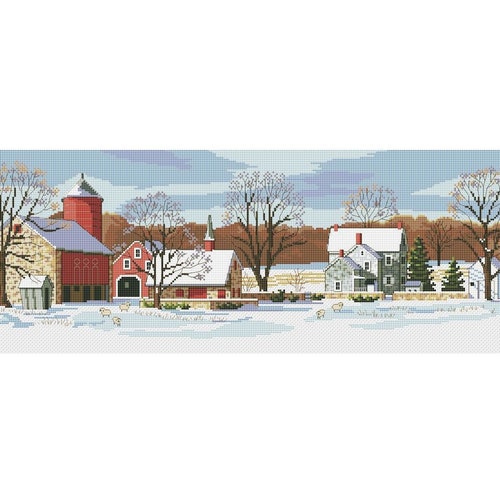 Farm Scenic Cross Stitch Pattern PDF Village Cross Stitch - Etsy
