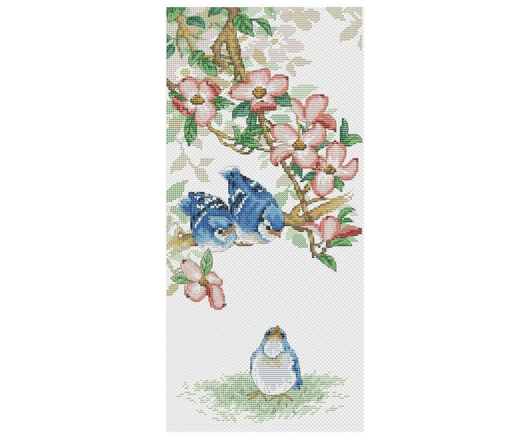 Birds on the Branch Cross Stitch Pattern | Spring Cross Stitch Patterns ...