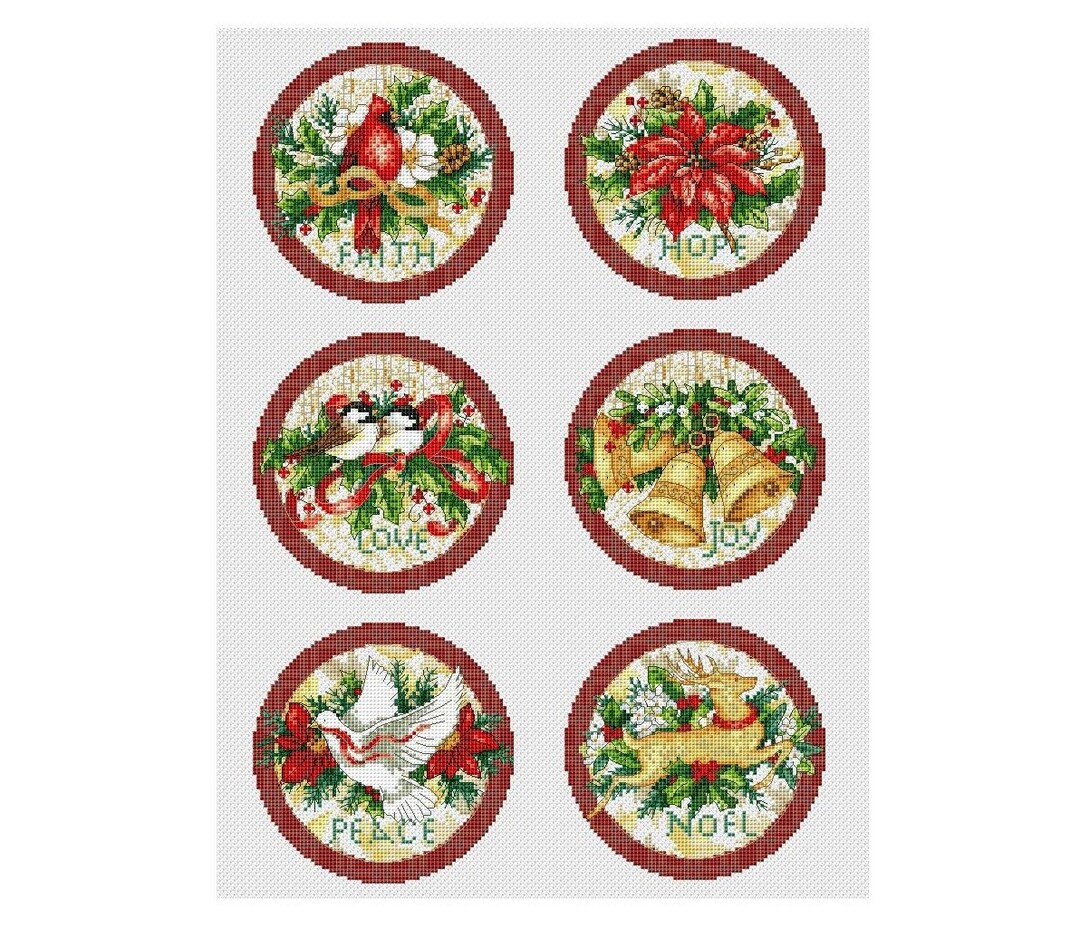 Christmas Ornaments Cross Stitch Pattern | Set of 6 Cross Stitch ...