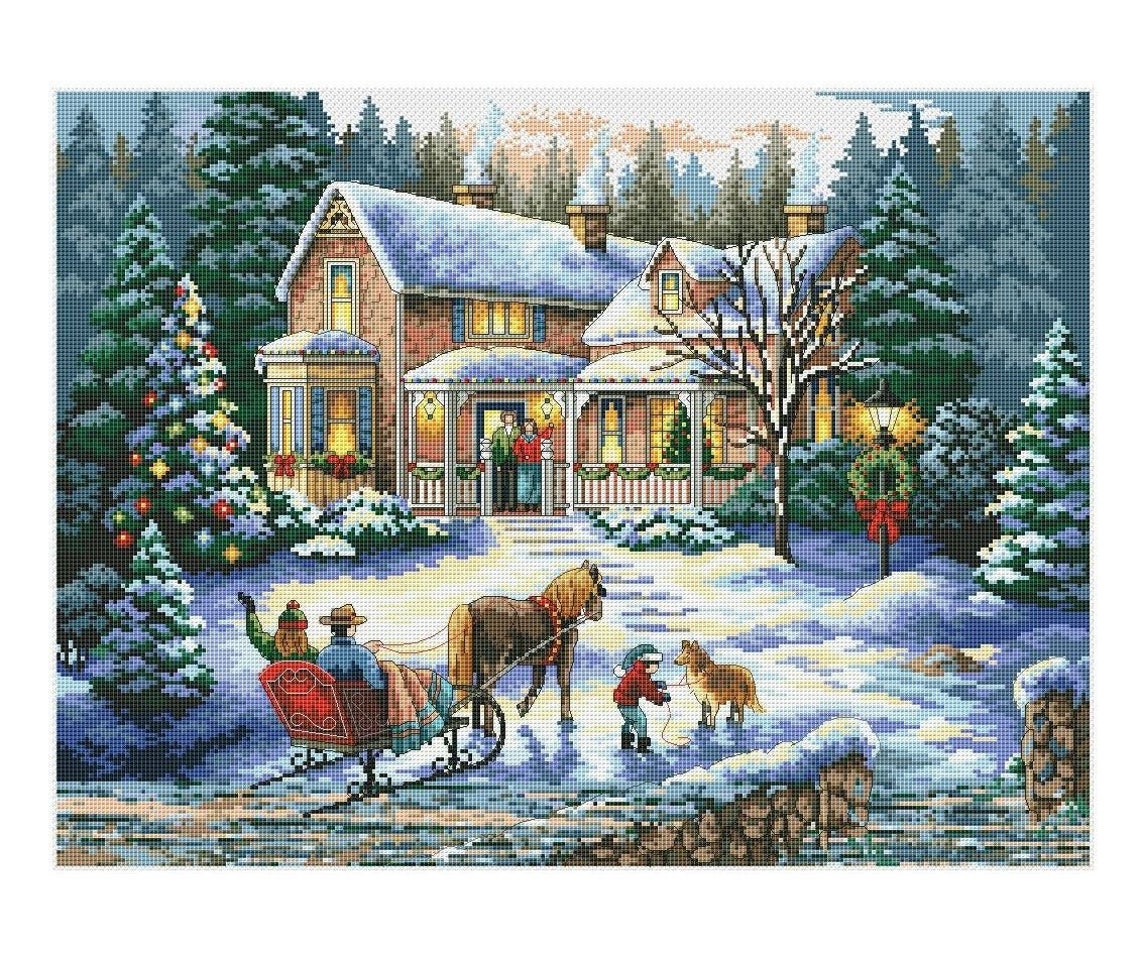 Victorian Christmas Cross Stitch Pattern Victorian Village | Etsy