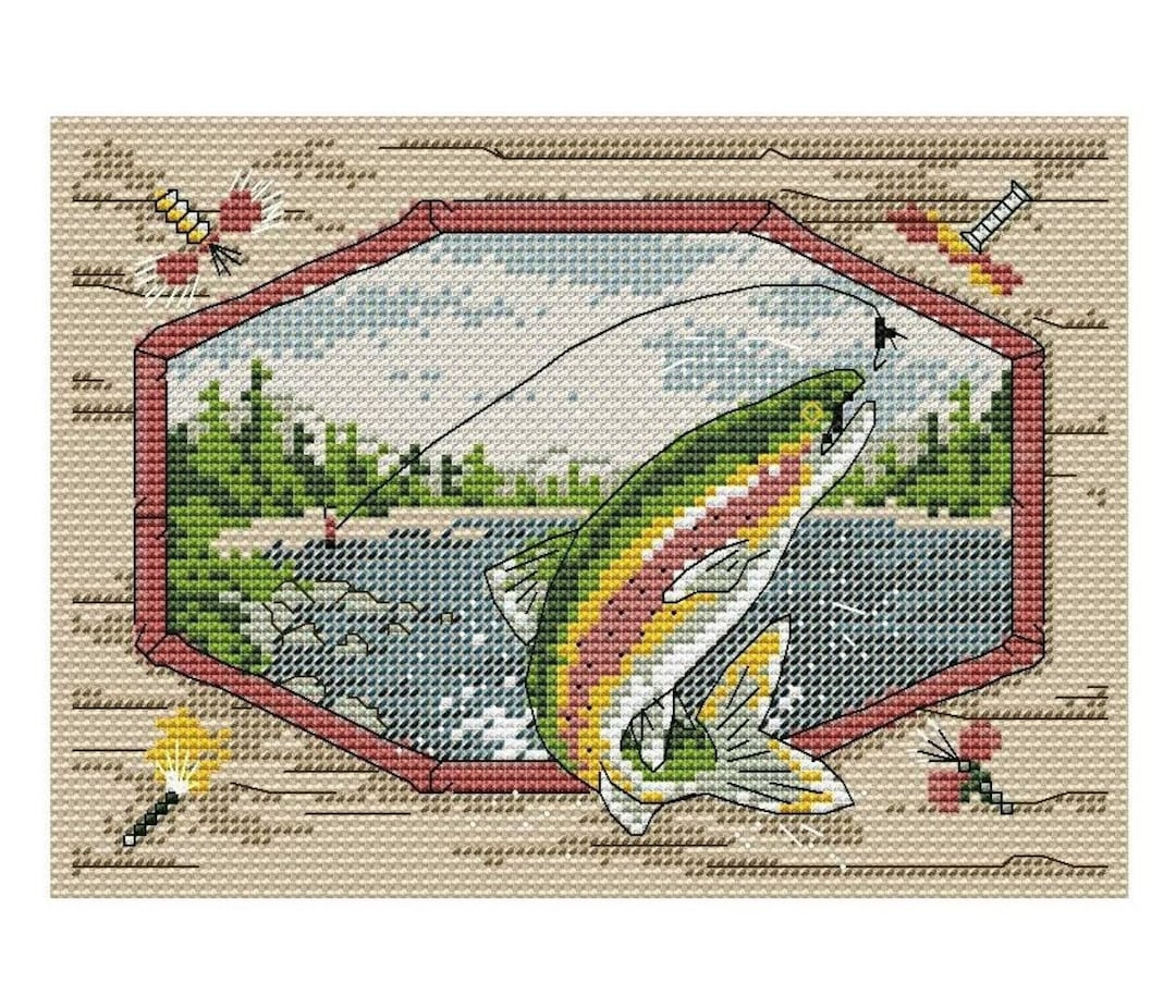 Fishing Cross Stitch Pattern PDF | Fish Cross Stitch Pattern | Instant ...