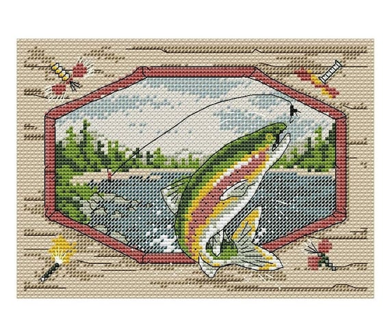 Fishing Cross Stitch Pattern PDF Fish Cross Stitch Pattern - Etsy