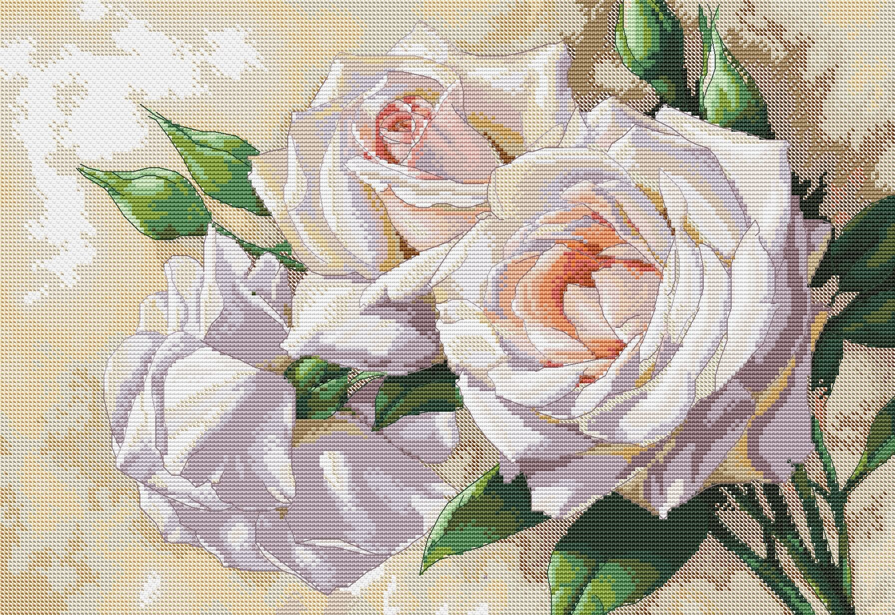 Roses Cross Stitch Pattern | Garden Flower Cross Stitch Pattern ...