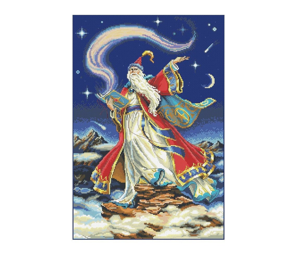 Wizard Cross Stitch Pattern Fantasy Cross Stitch Instant - Etsy