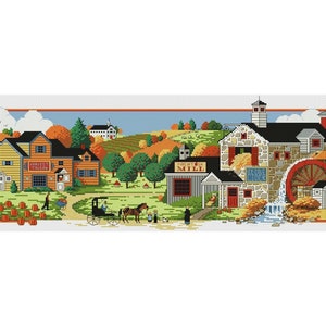 Farm Scenic Cross Stitch Pattern PDF Village Cross Stitch - Etsy