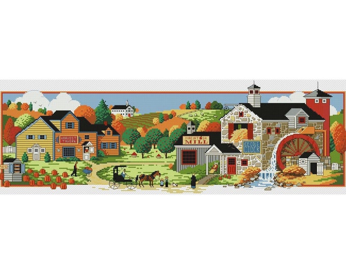 Farm Scenic Cross Stitch Pattern PDF Village Cross Stitch - Etsy