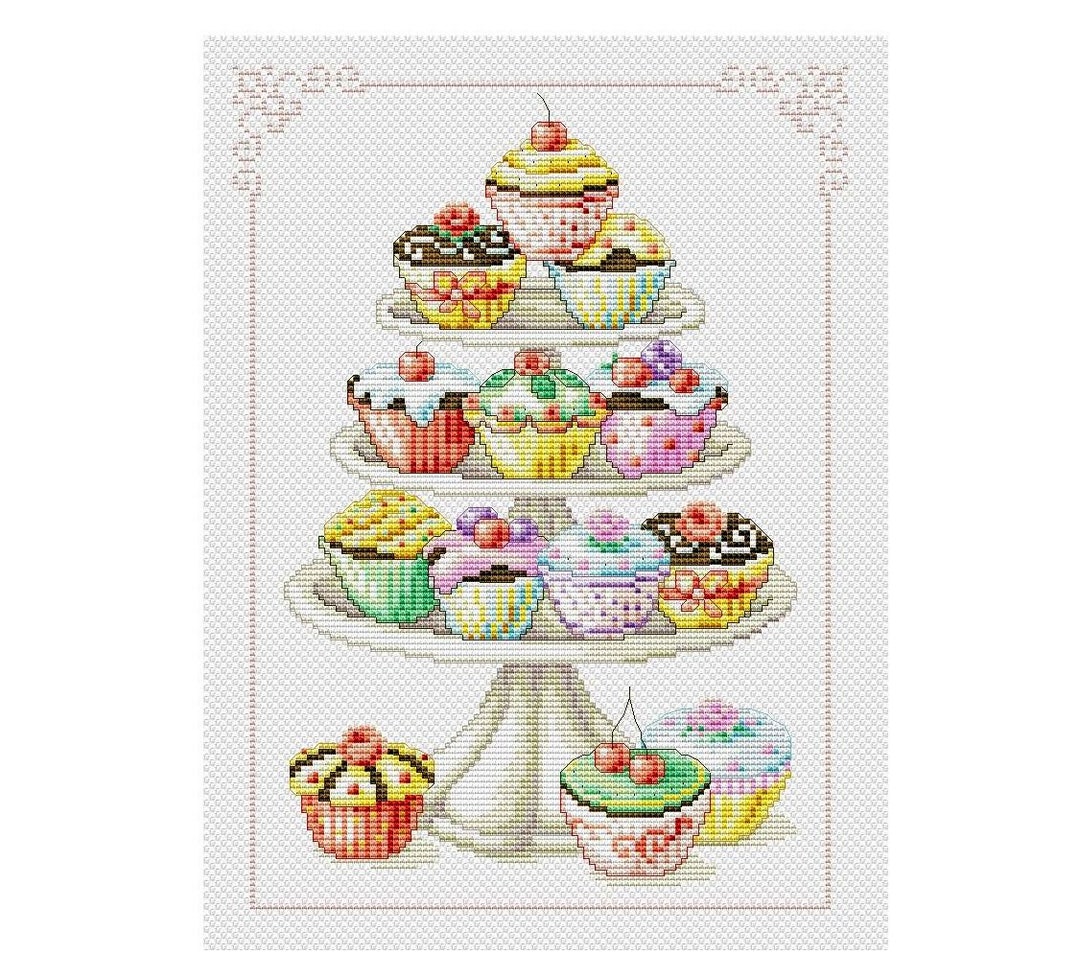 Cupcakes Cross Stitch Pattern PDF | Cake Cross Stitch Pattern | Instant ...