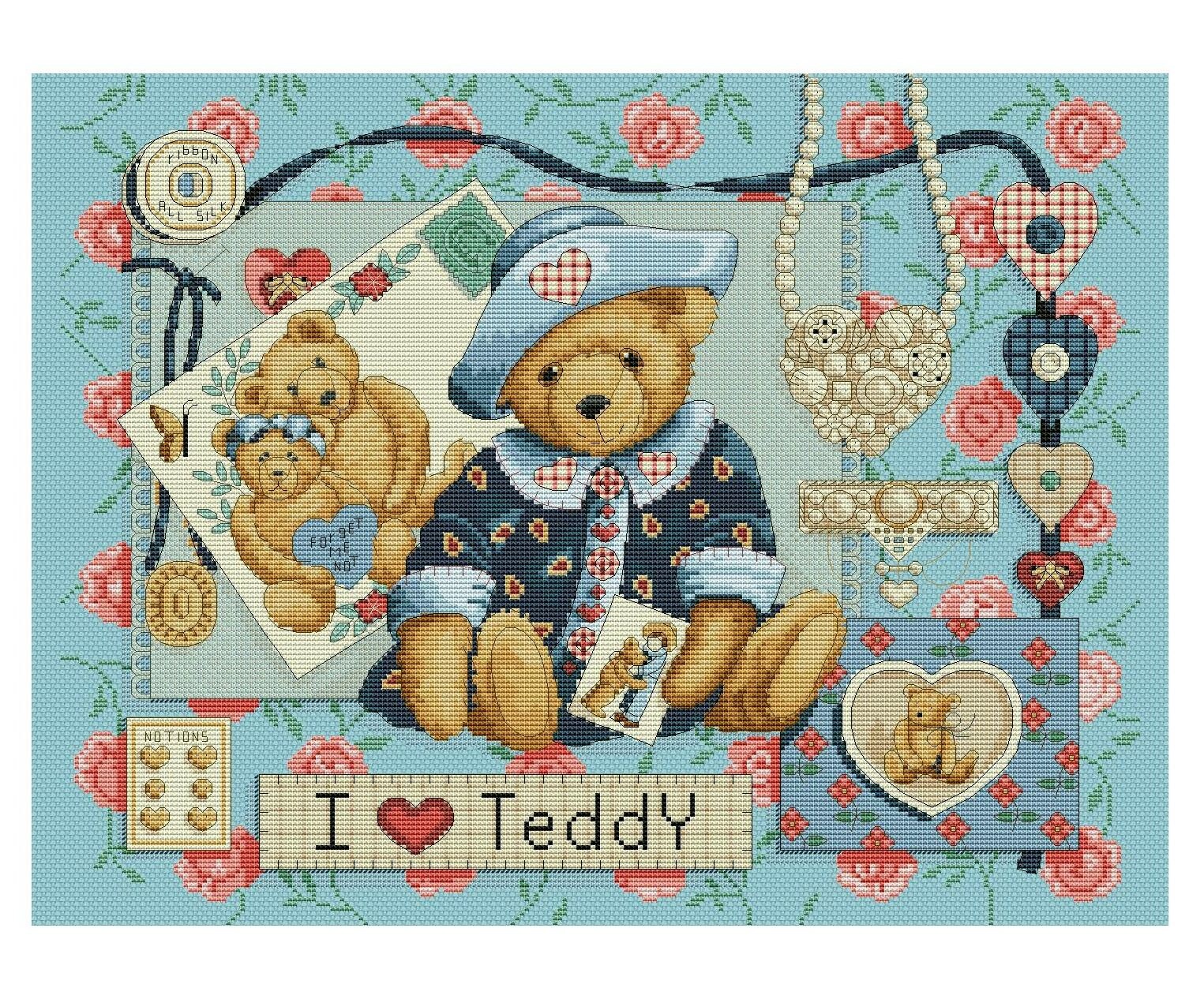 Teddy Bears Cross Stitch Pattern Kids Room Cross Stitch Pattern Pdf