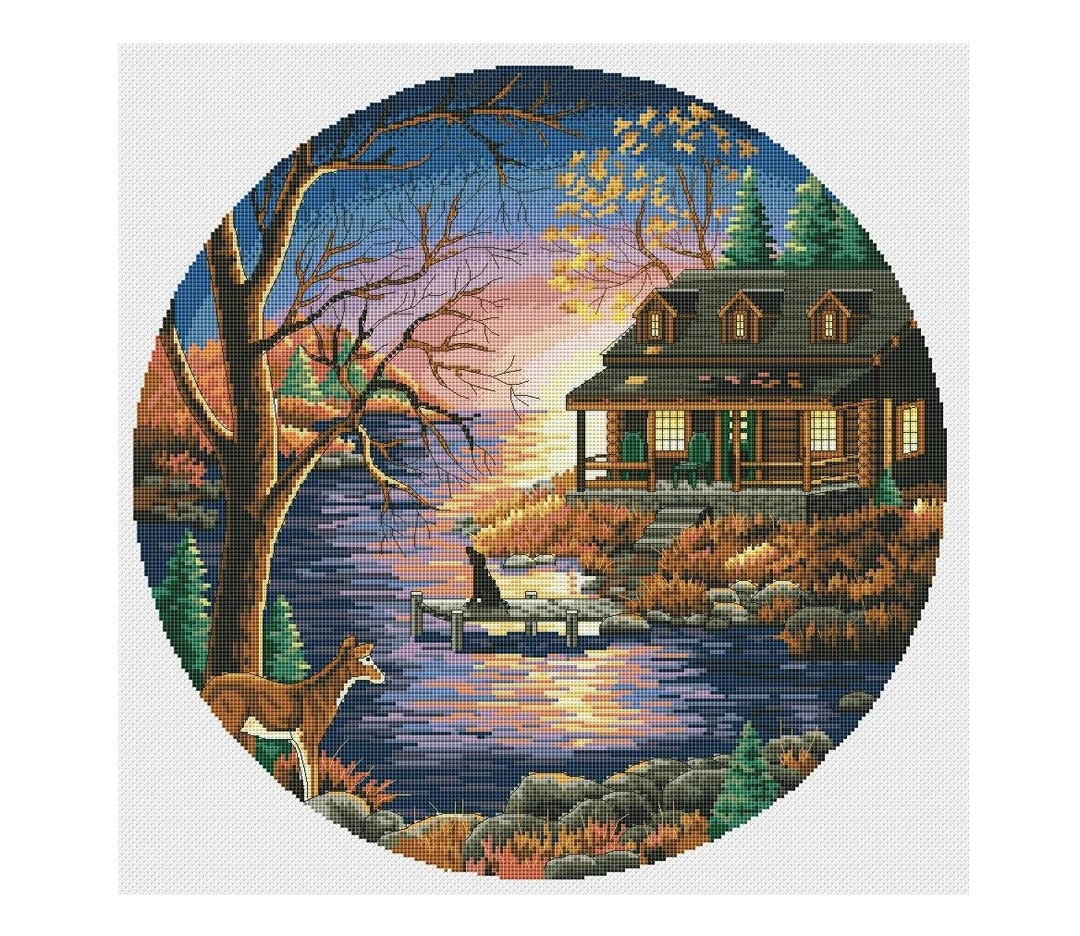 Landscape Cross Stitch Pattern | Round Cross Stitch Patterns Instant ...