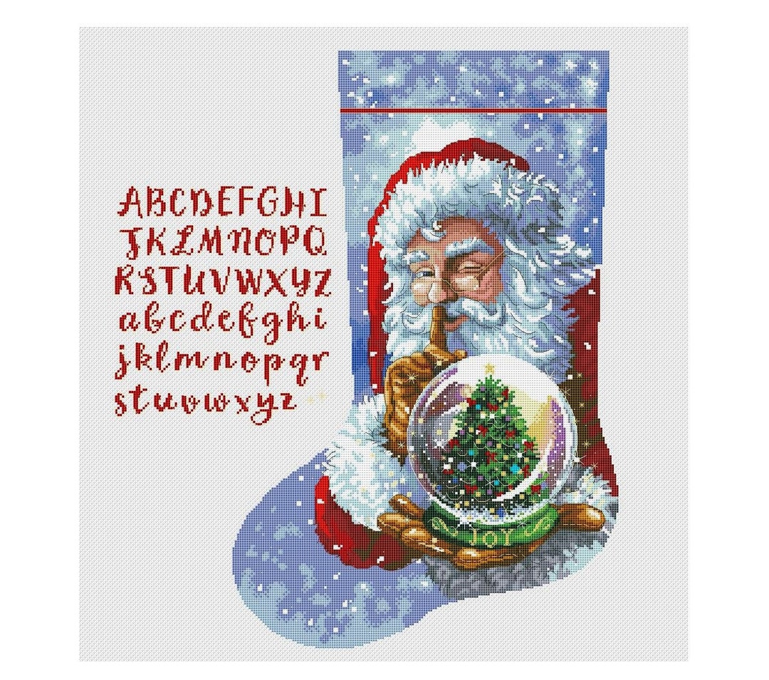 Christmas Stocking Cross Stitch Pattern | Santa Claus Cross Stitch ...