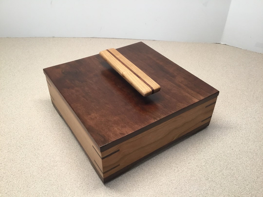 Cherry & Walnut Square Box With Lift Style Lid - Etsy