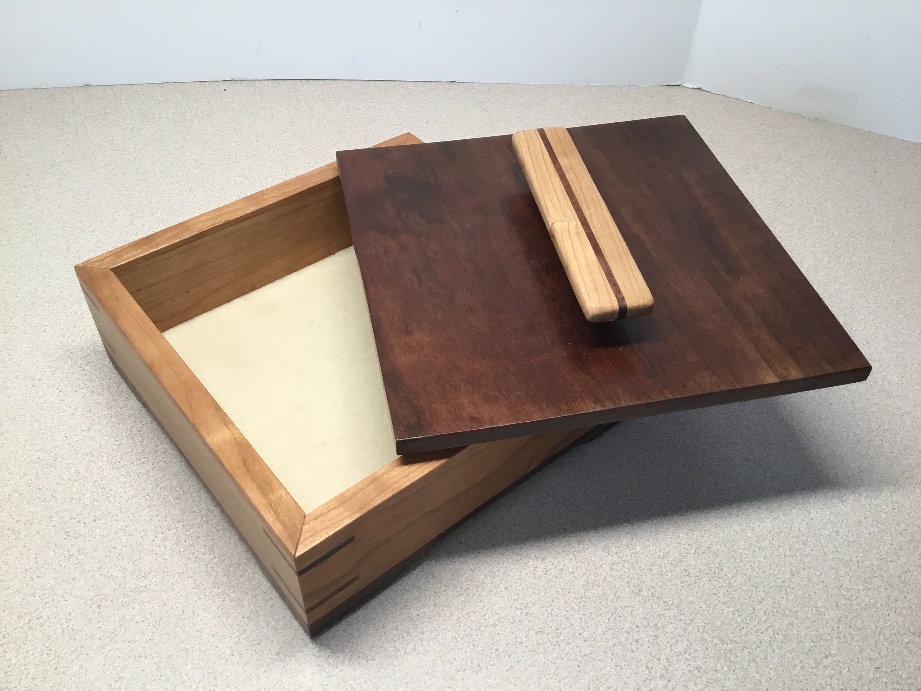 Cherry & Walnut Square Box With Lift Style Lid - Etsy