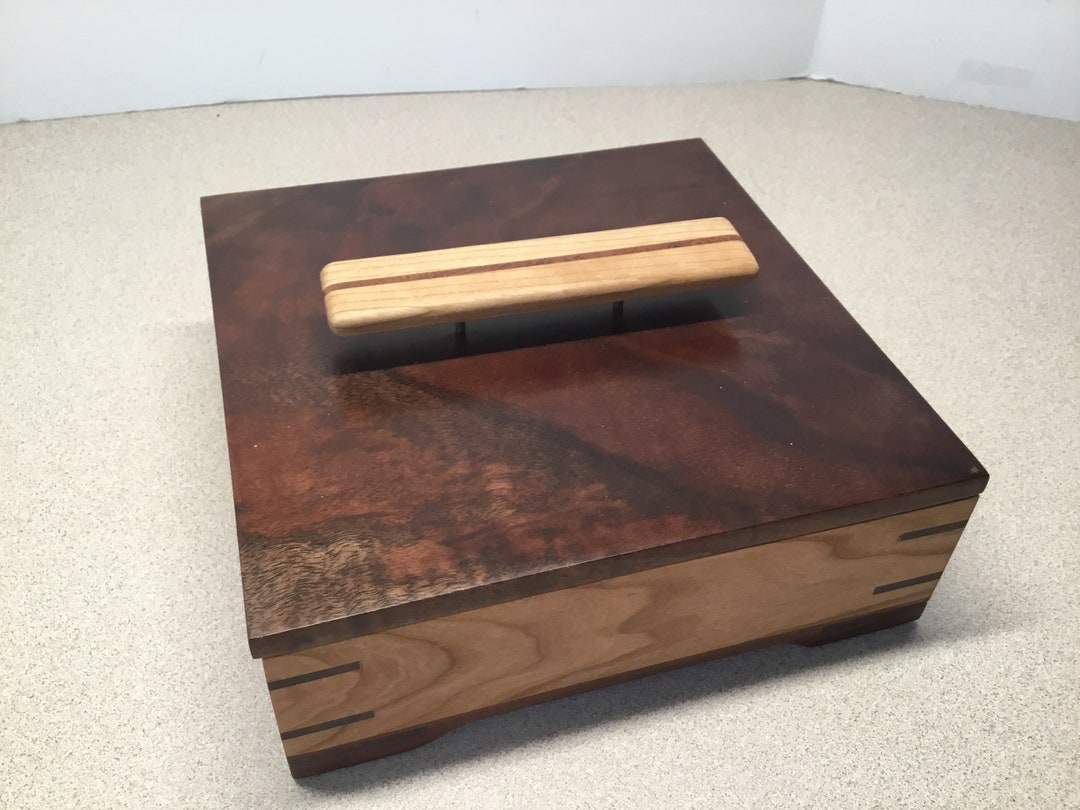 Cherry & Walnut Square Box With Lift Style Lid - Etsy