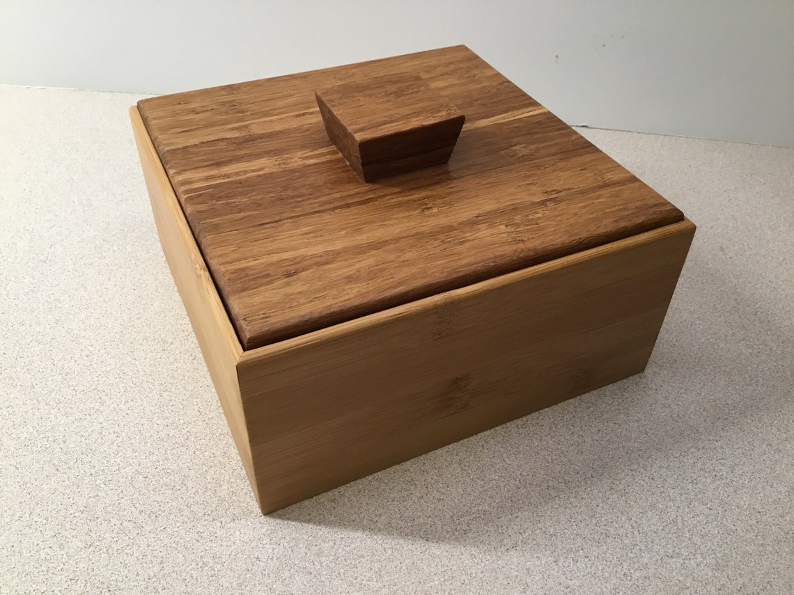 Square Bamboo Box With Lift Lid - Etsy