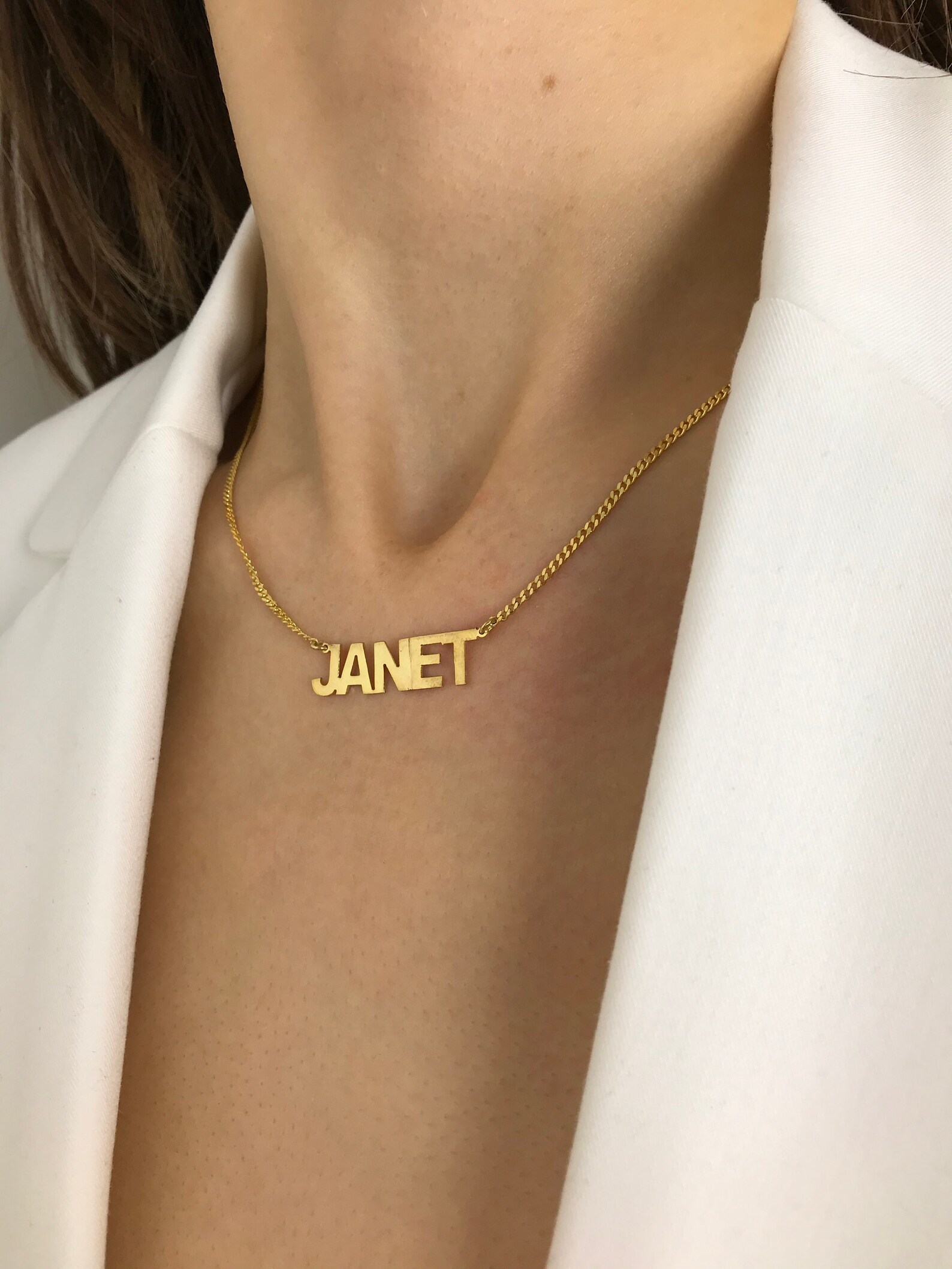 Modern Gold Name Necklace Curb Chain Necklace Dainty Name Necklace ...