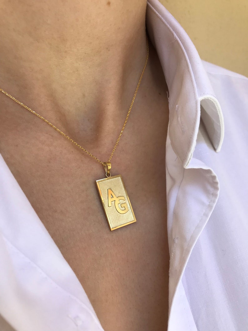 Gold Tag Letter Necklace Dog Tag Necklace Tag Pendant - Etsy