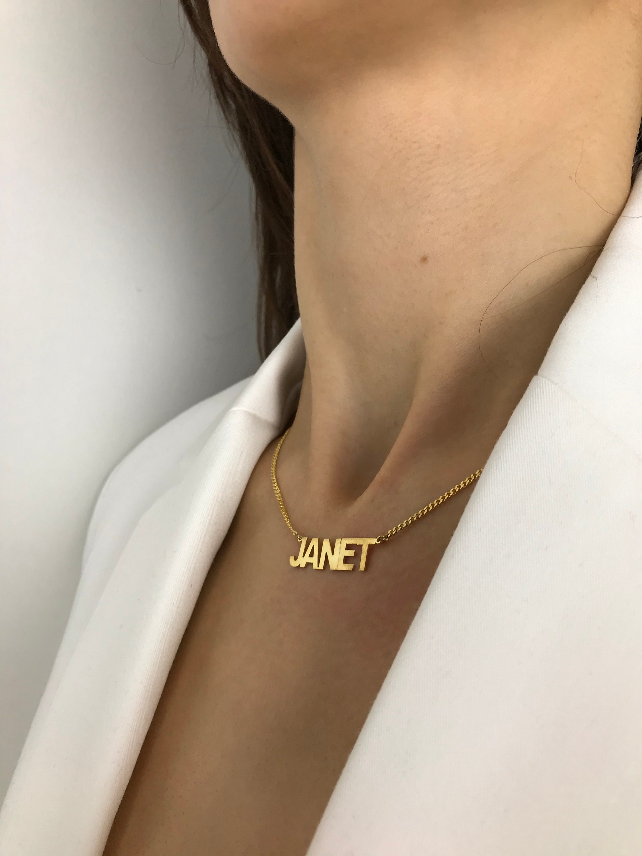 Modern Gold Name Necklace Curb Chain Necklace Dainty Name Necklace ...